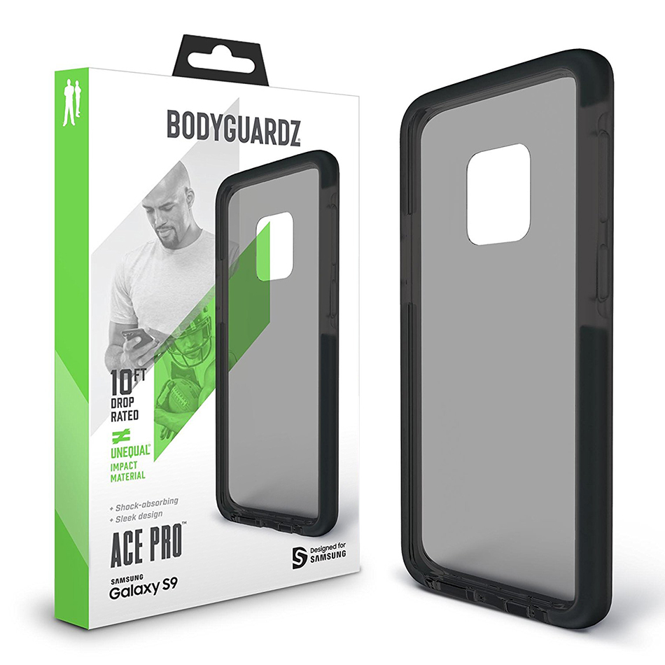 BodyGuardz Ace Pro Case for Samsung Galaxy S9 (Smoke Black)